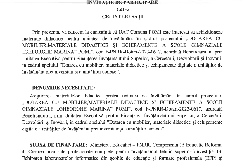 Invitație de participare